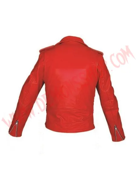 Chaqueta Mujer Clasica de Cuero Roja - Chaquetas Chica - Cuero
