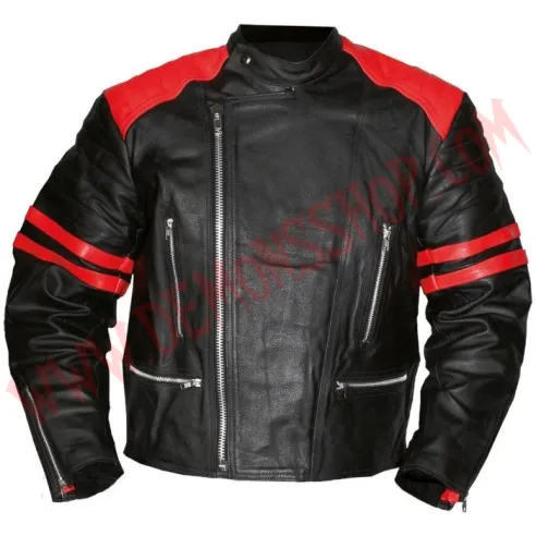 Chaqueta Old School de Cuero Roja