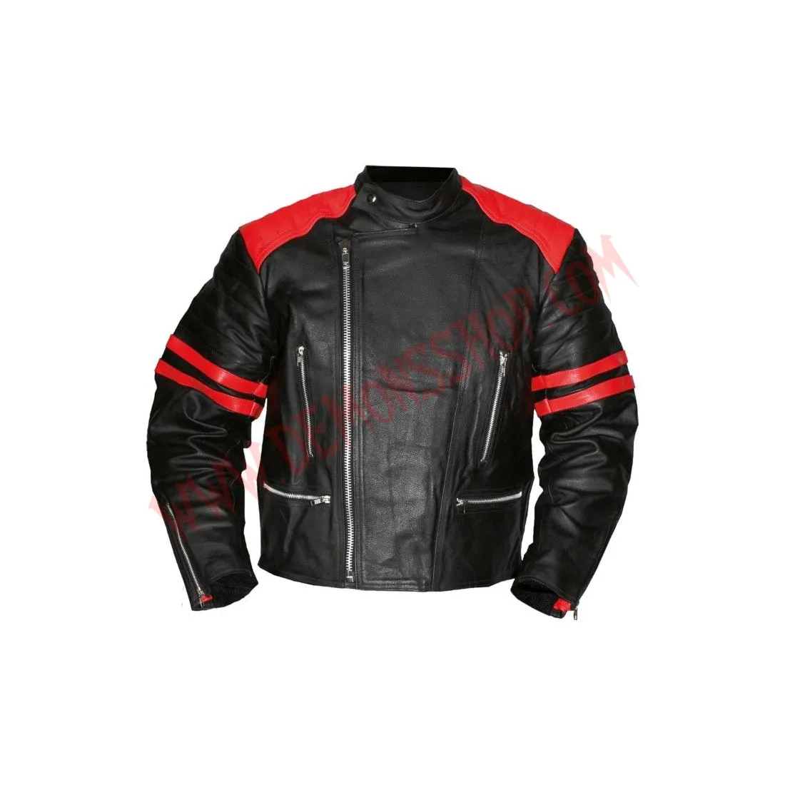 Chaqueta Old School de Cuero Roja