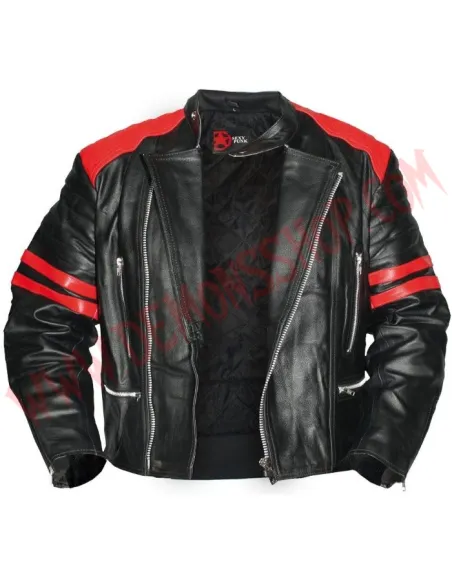 Chaqueta Old School de Cuero Roja